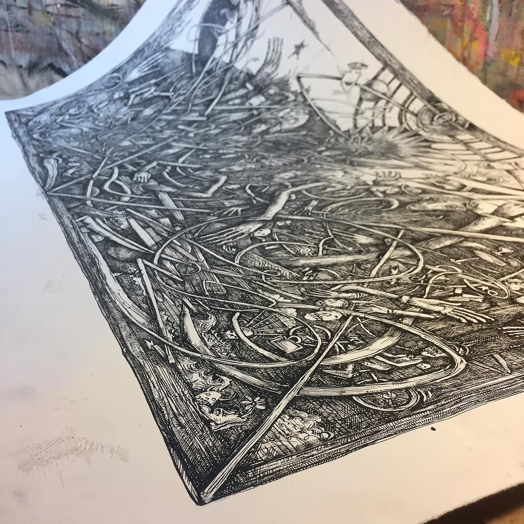 Lower right of this big ol’ #ink #drawing perpetually almost done ...