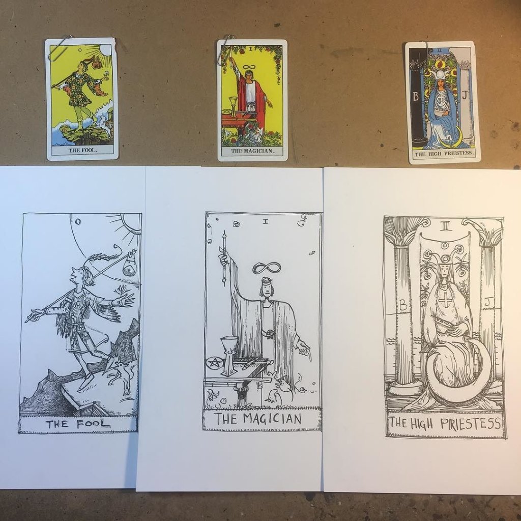 Some #tarot #ink #drawings in progress - Michael Herring