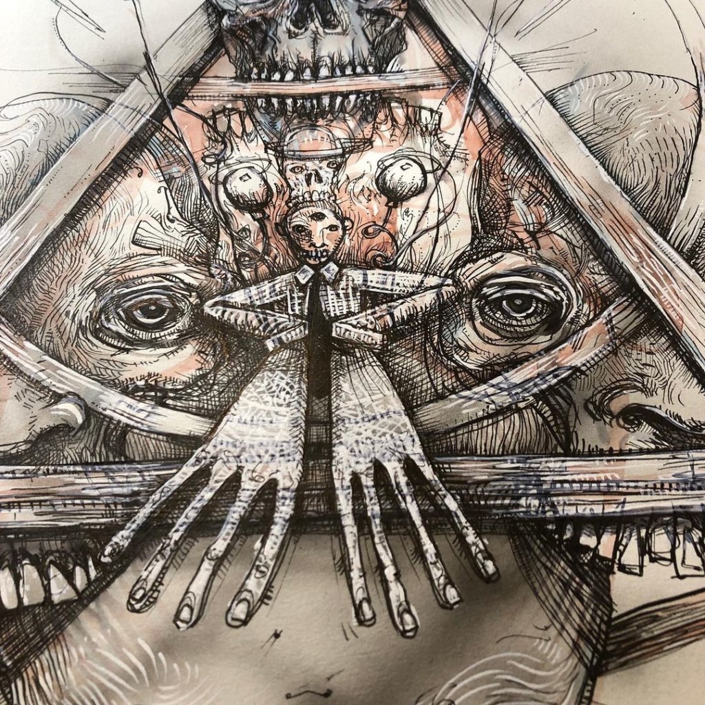 Skull Triangle drawing still in progress - Michael Herring